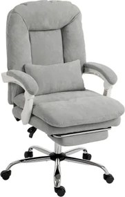 HOMCOM ergonomická kancelářská židle, naklápěcí sametové kancelářské křeslo s bederní opěrkou, výškově nastavitelné, světle šedá