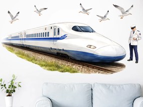 Vlak Shinkansen textilní přelepitelné samolepky na zeď arch 100 x 42 cm