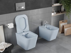 Mexen Teo, závěsné WC Rimless s WC deskou slim, duroplast, šedá-modrá matná, 30854069