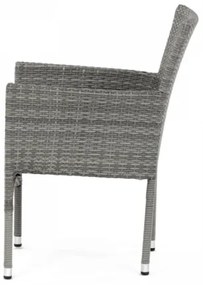 Zahradní židle šedá stohovatelná umělý ratan kov AZC-S2118 GREY