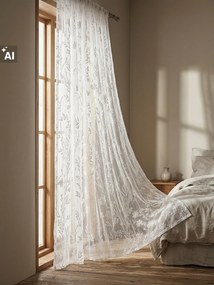 Sinsay - Záclona se skrytou páskou a květinovým motivem - bílá