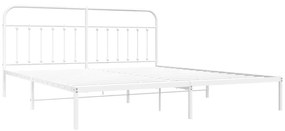 Kovový rám postele s čelem bílý 200 x 200 cm - Default Title