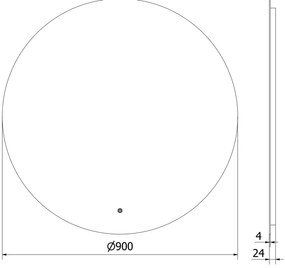 Mexen Erg, kulaté LED podsvícené koupelnové zrcadlo 90 cm, 6000K, topná podložka proti zamlžování, 9823-090-090-611-00