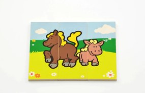 Teddies Puzzle Moje první zvířátka dřevěné 18 dílků pro nejmenší v krabičce 13x11,5x4,5cm 12m+ MPZ