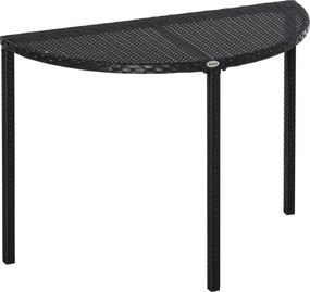 Outsunny Balkonový stůl - Zahradní boční stůl, venkovní nábytek, půlkruhový, polyrattan, kov, černá, 100 x 50 x 74 cm | Aosom