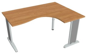 Stůl ergo oblouk levý 160×120/80 cm - Hobis Flex FE 2005 L Dekor stolové desky: olše, Barva nohou: Stříbrná