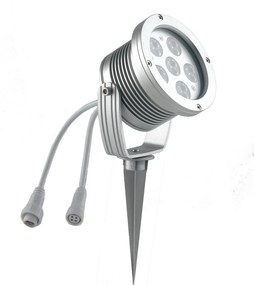 FAN LED-IRIDE-18P Venkovní reflektor IRIDE DC24V stříbrná, hliník, 18x1 W, RGB, stmívatelné, IP65, 14,8 x 12 cm - FANEUROPE
