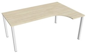 Stůl ergo oblouk levý 180×120/80 cm - Hobis Uni UE 1800 L Dekor stolové desky: akát, Barva nohou: bílá