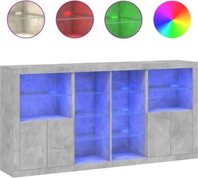Příborník s LED osvětlením betonově šedý 202 x 37 x 100 cm 3209187