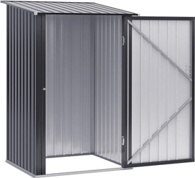 Ocelová kůlna na nářadí Outsunny 1,6m³ 100x103x160cm s pultovou střechou a zámkem - Voděodolná zahradní kůlna na venkovní použití, tmavě šedá | Aosom