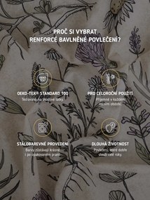 MK Lůžkoviny Bavlněné povlečení Renforcé - Herbář béžové 140 × 200 cm, 70 x 90 cm