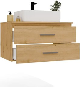 Závěsná skříňka s deskou a umyvadlem Nel 2S 80 cm dub Artisan