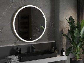 Mexen Esso, kulaté LED podsvícené koupelnové zrcadlo 100 cm, 6000K, topná podložka proti zamlžování, zlatý rám, 9825-100-100-611-50