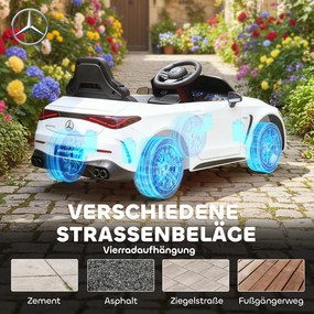 AIYAPLAY Dětské elektrické auto, design Mercedes, 12V motory, dálkové ovládání, LED světla, hudba, pro děti 3-6 let, bílé