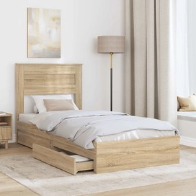 Postel s úložným prostorem se zásuvkou Sonoma dub 100 x 200 cm 3409934