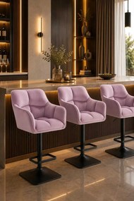 LuxuryForm DESIGN Barová židle AMALFI VELUR na černé hranaté podstavě - levandule