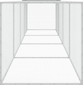 Klec pro kuřata se střechou světle šedá 403 x 98 x 90 cm ocel 3189045