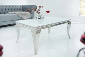 Skleněný konferenční stolek Barock White bílá stříbrná 100cm