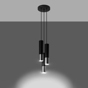 Sollux Lighting Závěsné svítidlo LOOPEZ 3P černé/chromové