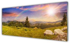 Plexisklo-obraz Hory Louka Kameny Příroda 125x50 cm