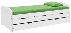 Rozkládací zvýšená postel 90x200 bílá s přistýlkou masiv Marinella 8806B
