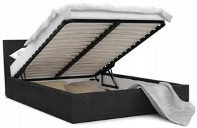 Luxusní manželská postel VEGAS černá 160x200 z eko kůže s kovovým roštem
