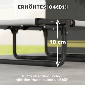 PawHut Vyvýšená Skládací Postel pro Psy - Outdoor Běžecká Postel s Prodyšným Síťovým Designem pro Malé a Střední Psy, Světle Šedá Oxford 75 x 51 x 18…