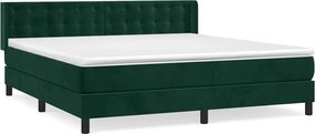 Box spring postel s matrací tmavě zelená 180x200 cm samet 3131216
