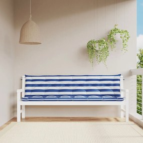 Podušky na lavici 2 ks modré a bílé pruhy 200x50x7 cm textil - Default Title