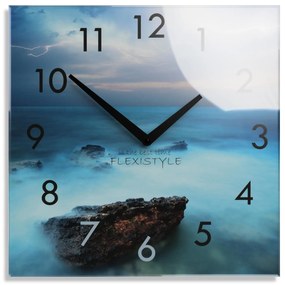 Dekorační skleněné hodiny 30 cm s motivem oceánu