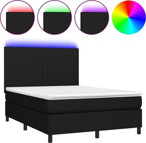 Box spring postel s matrací a LED černá 140x190 cm textil 3134711
