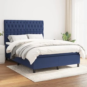 Box spring postel s matrací modrá 140x200 cm textil 3142023