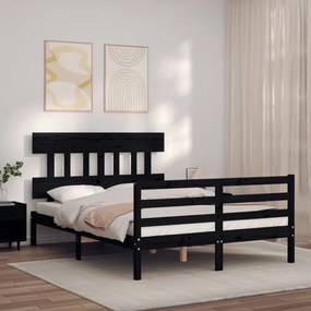 vidaXL Rám postele s čelem 120 x 200 cm masivní dřevo [3195155] Barva: Černá