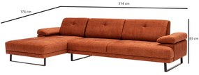 Atelier del Sofa Rohová sedací souprava Mustang Large Left - Orange, Oranžová