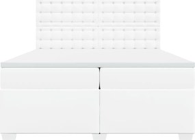 Box spring postel s matrací bílá 200x200 cm umělá kůže 3290737
