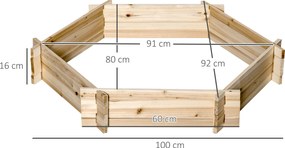 Outsunny šestihranný vyvýšený záhon DIY květináč Dřevěný květináč pro zahradu balkon Příroda 100 x 92 x 16 cm | Aosom