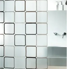 Spirella FRAME sprchový závěs motiv čtverců bílo-černý / PEVA / 180 x