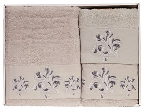 Tegatex Dárkový set 3 ručníků - ornamenty světle šedá