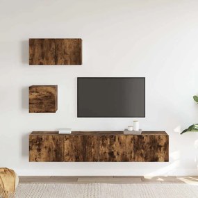 4dílný set TV skříněk kouřový dub kompozitní dřevo 3114643