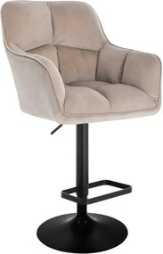 LuxuryForm DESIGN Barová židle AMALFI VELUR na černé kulaté podstavě - latte