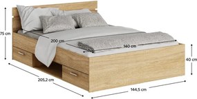 Postel MICHIGAN NEW 140x200, dub sonoma Kondela 0000338755