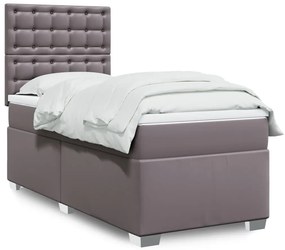 Box spring postel s matrací šedá 80 x 200 cm umělá kůže 3292998