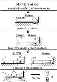 Polysan ARENA sprchová vanička z litého mramoru se záklopem, čtverec 90x90x4cm, bílá, 71601