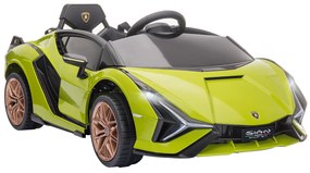 HOMCOM Dětské auto, 2 jízdní režimy, Lamborghini SIAN SUV auto na hraní, elektrické auto s dálkovým ovládáním, hudba (MP3/USB), 37-60 měsíců, zelené …