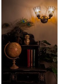 Nástěnná Tiffany lampa 2 stínidla žluté detaily Fien – 30x23x23 cm
