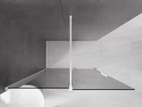 Mexen Velar, sprchová zástěna s posuvnými dveřmi Walk-in 160 x 200 cm, 8mm šedé sklo, bílá matná, 871-160-000-43-20