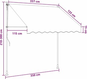 vidaXL Ručně zatahovací markýza 350 cm pruhy [42037063] Barva: oranžová a hnědá