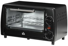 HOMCOM Mini trouba 10L 750W do 230°C s časovačem 60 min malá elektrická trouba včetně plechu a roštu 36,5x26x22 cm černá | Aosom.de