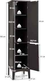Costway Koupelnová skříňka s 5 přihrádkami a 2 lamelovými dvířky