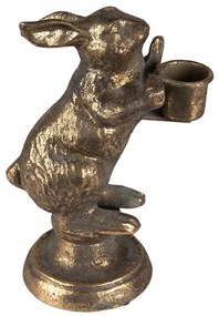 Zlatý antik kovový svícen králík - 12*10*30 cm